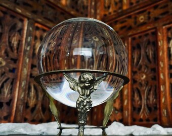 Vintage BRASS ANGEL STAND Orb Stand, Footed Base 100mm Metaphysical ...