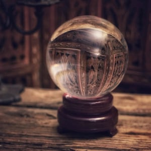 SPHERE & WOODEN STAND Large Gazing Crystal, Magic Scrying Orb ...