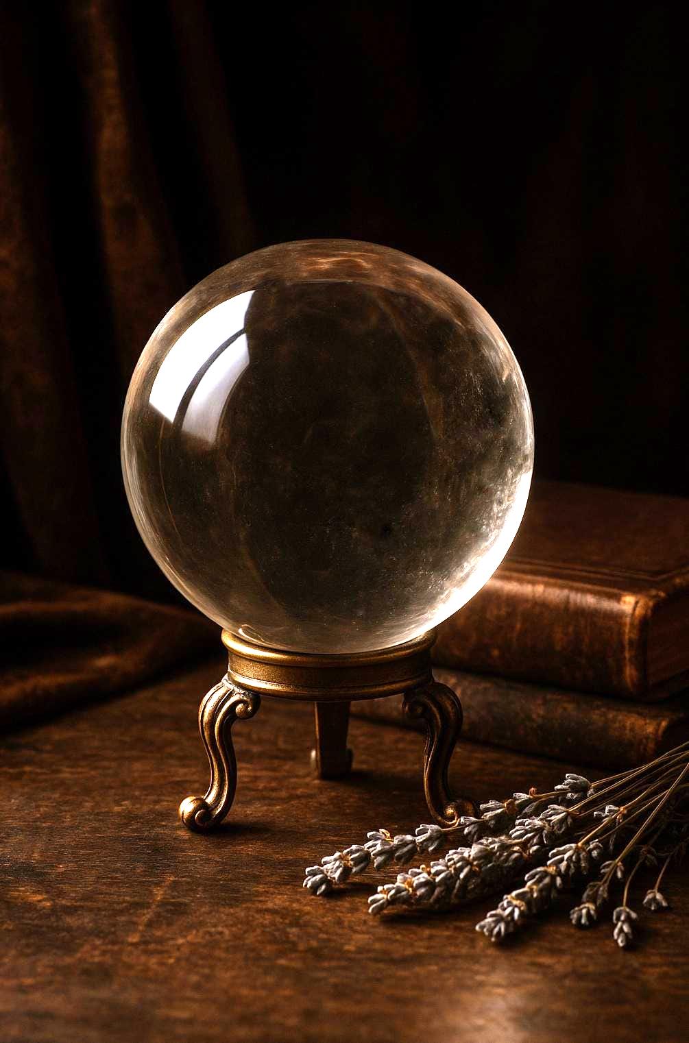 Large Crystal Ball WITH WOODEN STAND • Gazing Ball for Scrying ...