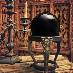 BLACK OBSIDIAN SPHERE Large Gazing Crystal, Magic Scrying Orb ...