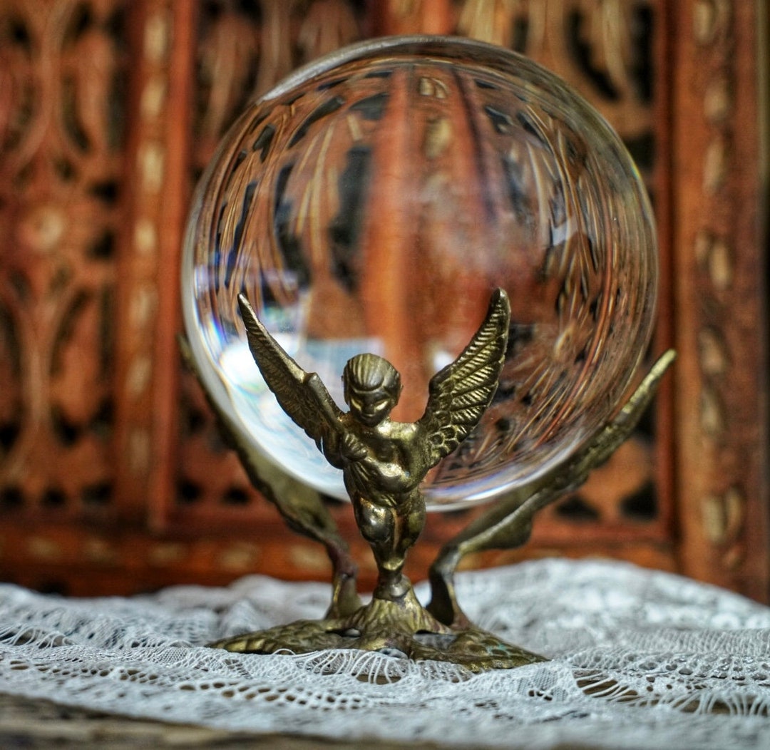 BRASS ANGEL STAND for 150mm Metaphysical Fortune Teller Ball Elegant ...