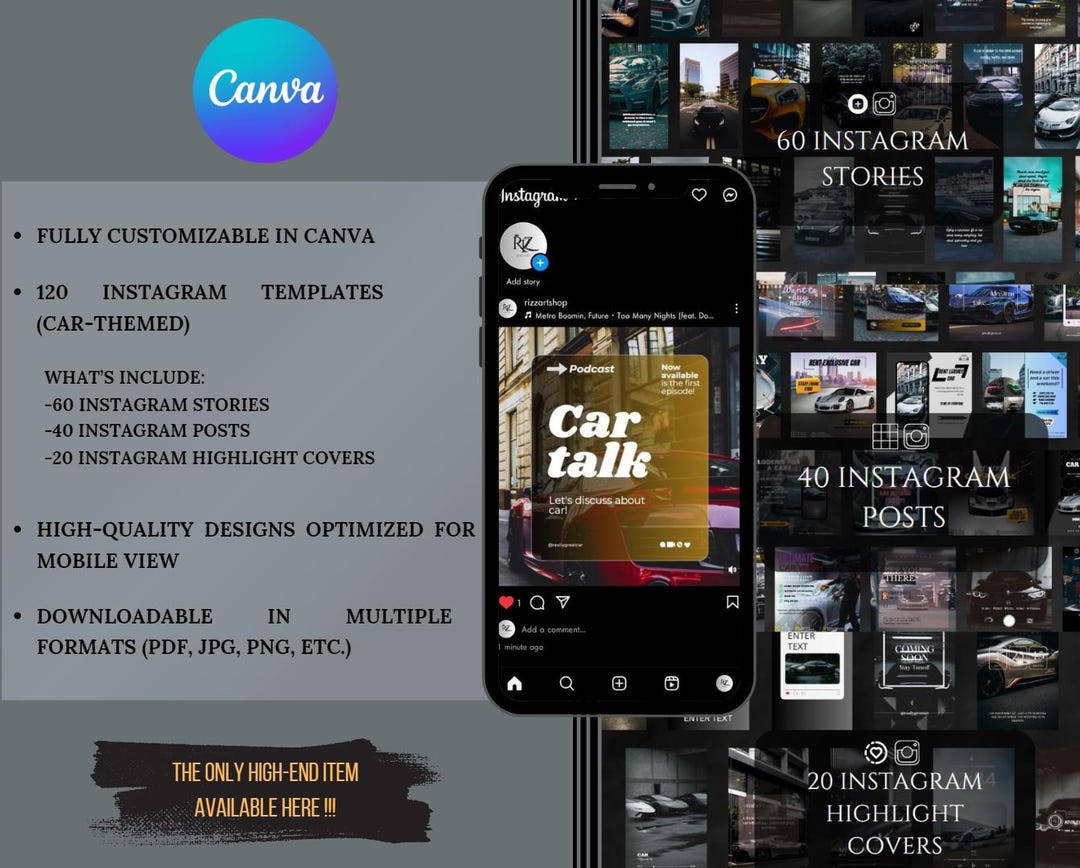 Car-themed Social Media Templates for Instagram | Editable Canva ...