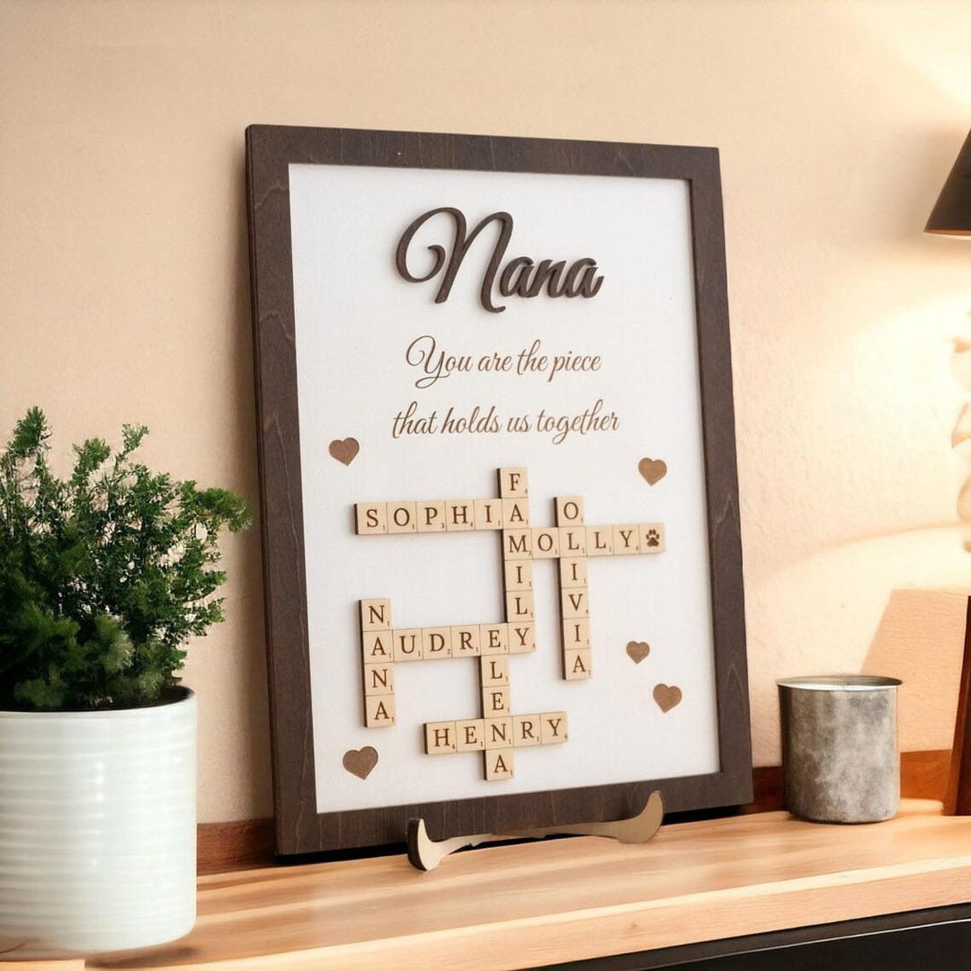 Personalized Wooden Scrabble Family Sign, Custom Name Plaque, Cozy Home ...