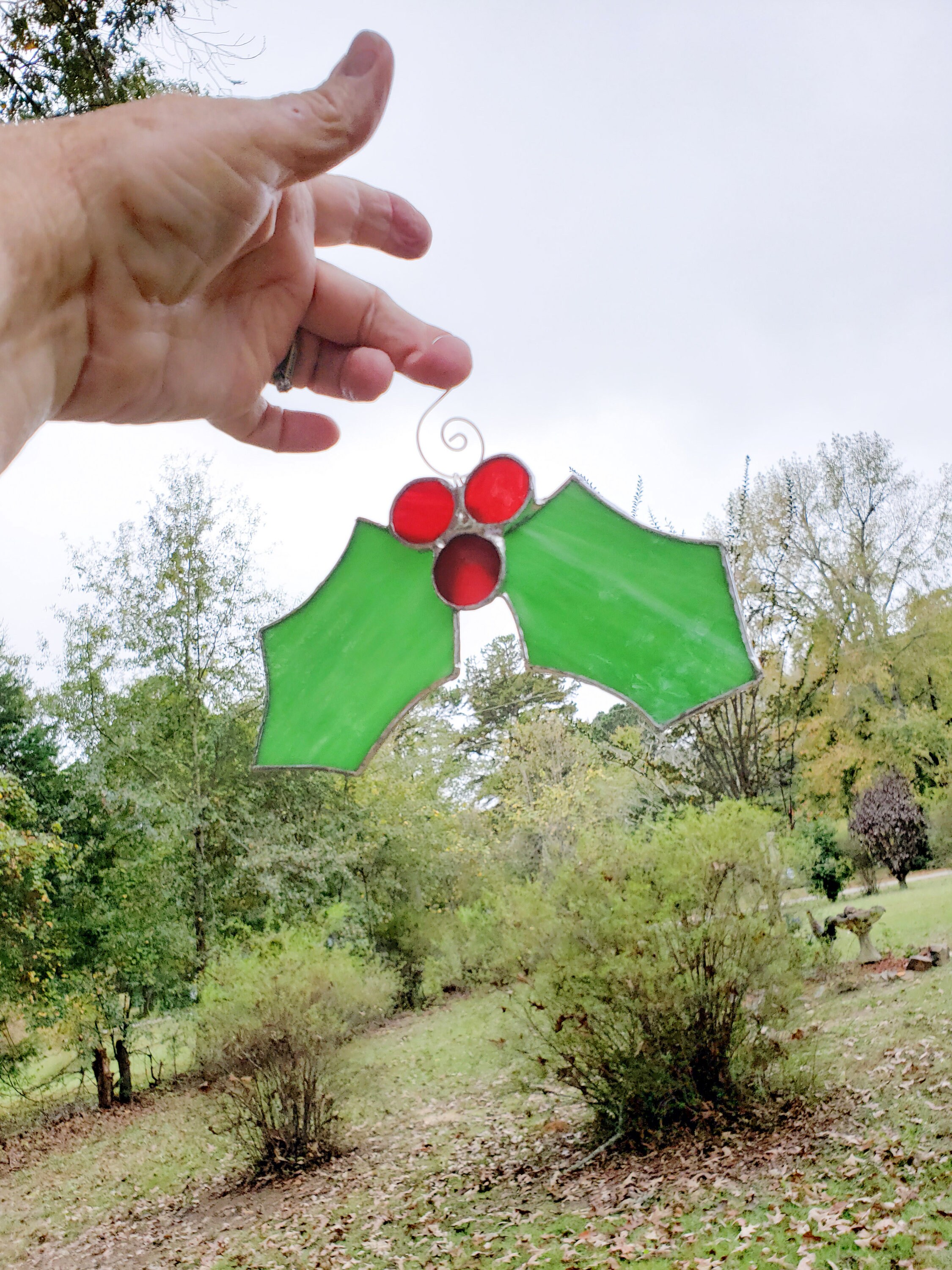 Large Stained Glass Mistletoe Christmas Ornament | Etsy