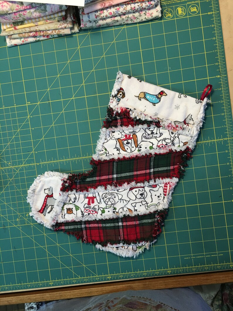 Original Sewing Pattern Candy Cane Striped Rag Quilt Christmas Stocking ...