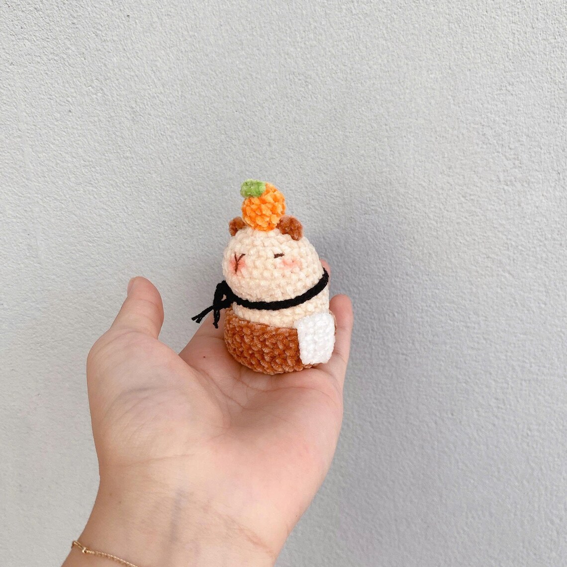 Crochet Capybara With Bag Keychain, Amigurumi Capybara, Crochet Funny ...