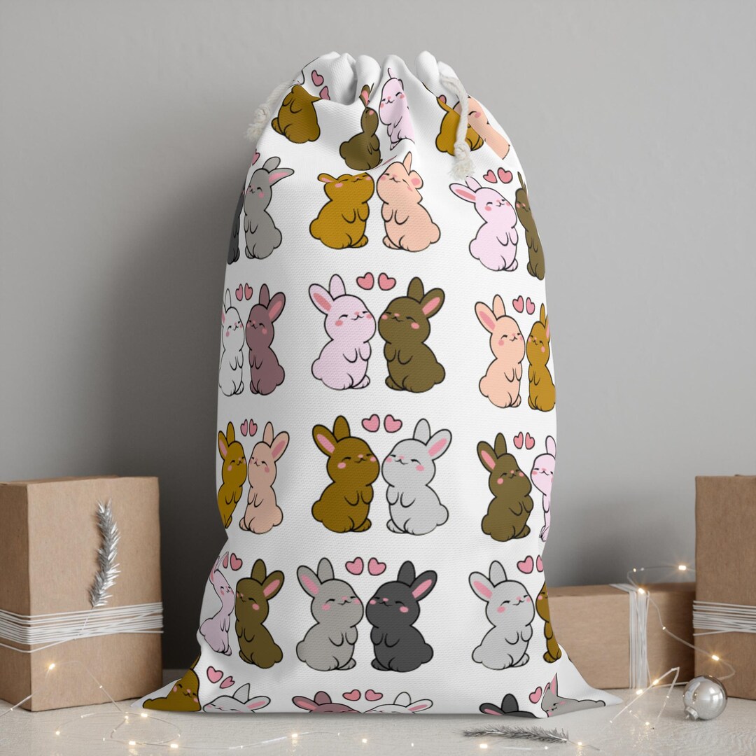 Sack Bag, Easter Rabbit Gift Bag, Colorful Bunny Tote, Spring Holiday ...
