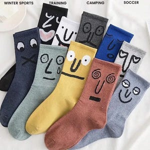 Funny Crazy Face Socks Unique Gift for All Occasions Unisex Socks Soft ...