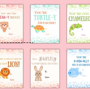 12 Printable Children's Valentine's Animal Cards Kid's Animal Puns ...