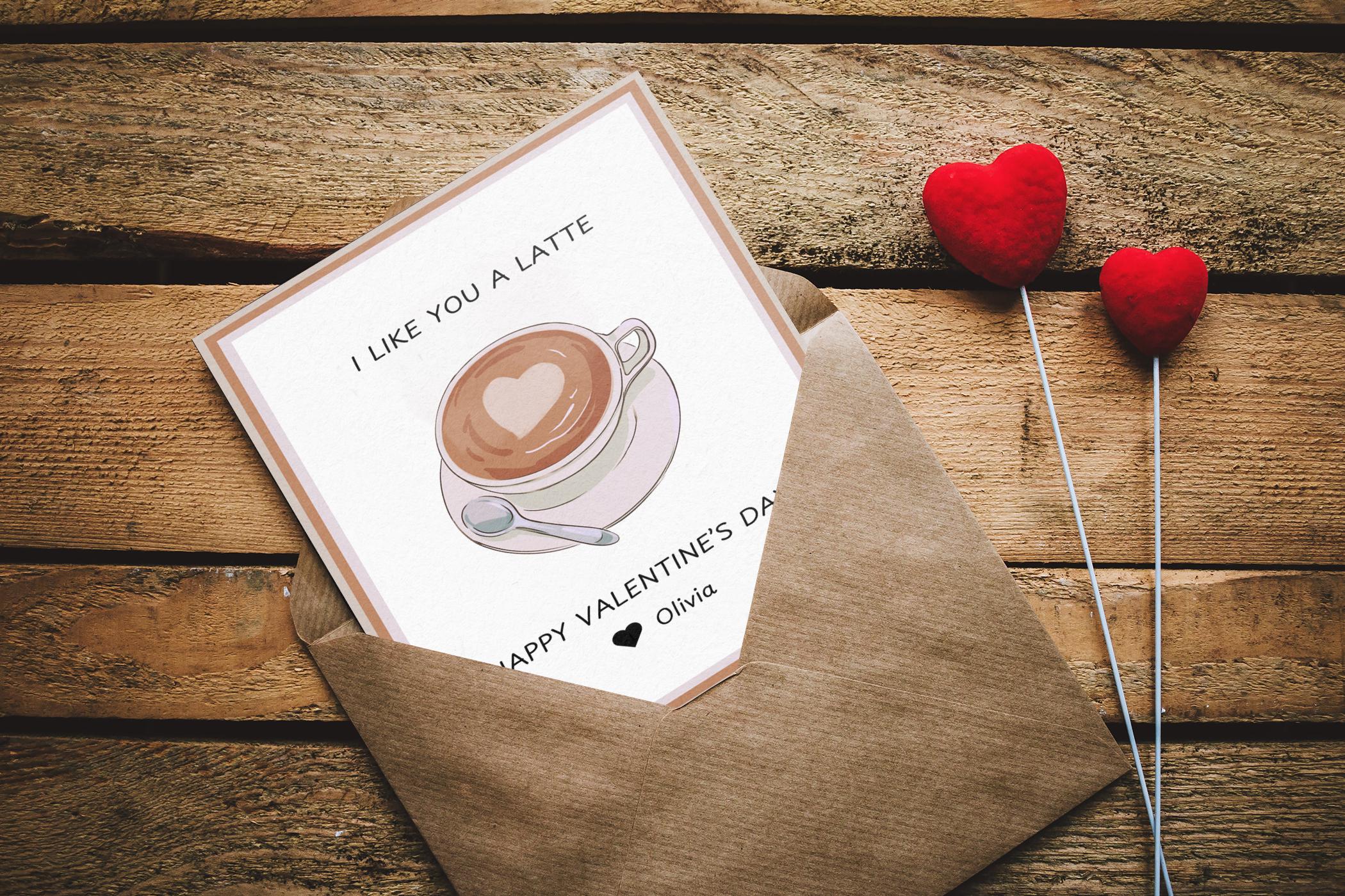 Editable Printable I Like You A Latte Valentine's Day Card Valentine ...