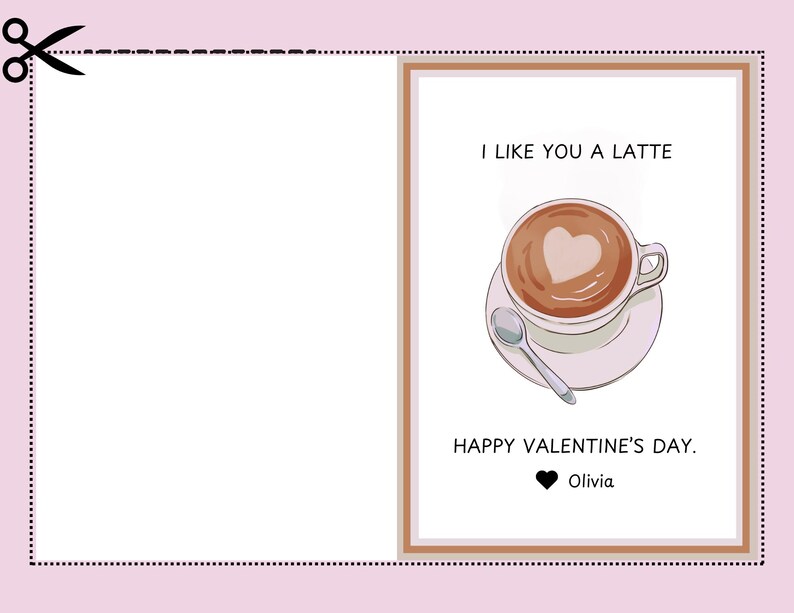 Editable Printable I Like You A Latte Valentine's Day Card Valentine ...