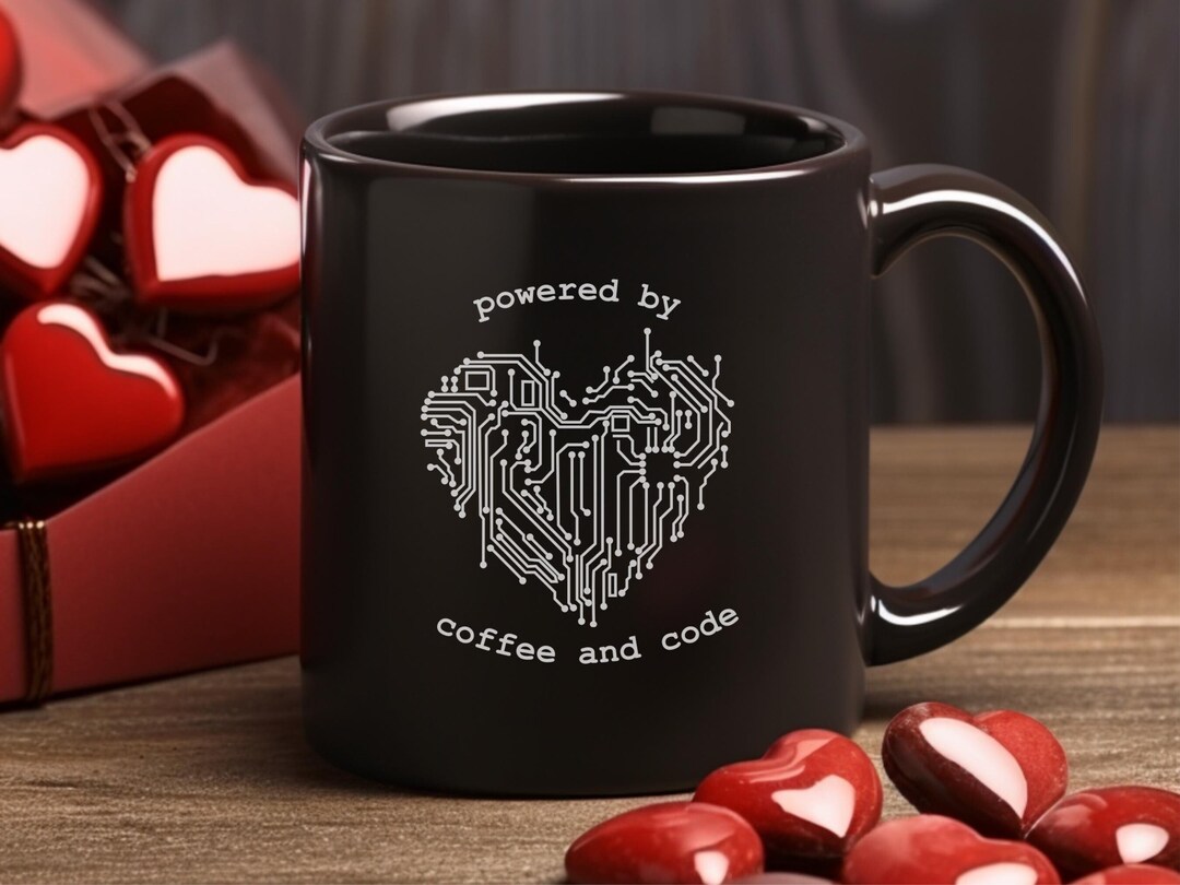 Powered by Coffee and Code Mug, Funny Valentine for Techie, Nerdy Geeky Love, Software Developer ...