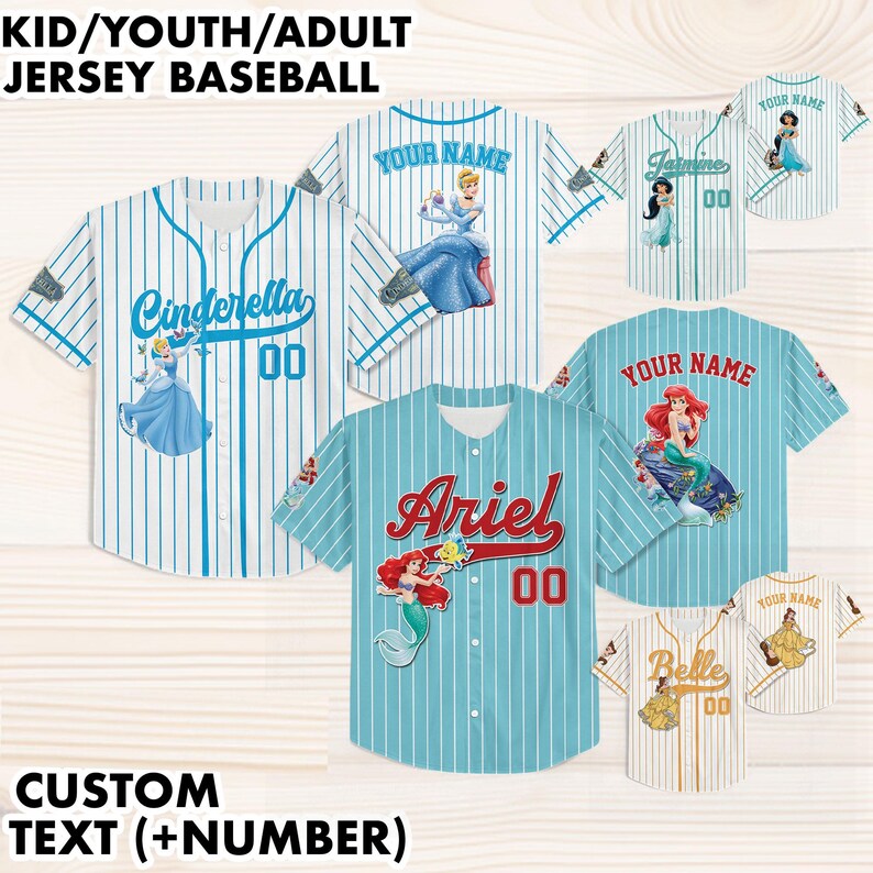 Personalized Princess Simple Collection, Custom Name Disney Game Day ...