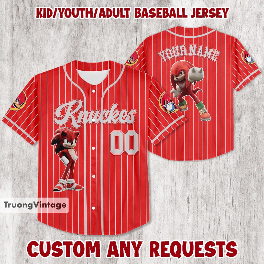 Custom Disney Knuckles Baseball Jersey, Sonic the Hedgehog Baseball ...