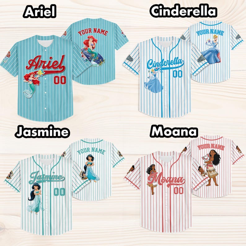 Personalized Princess Simple Collection, Custom Name Disney Game Day ...