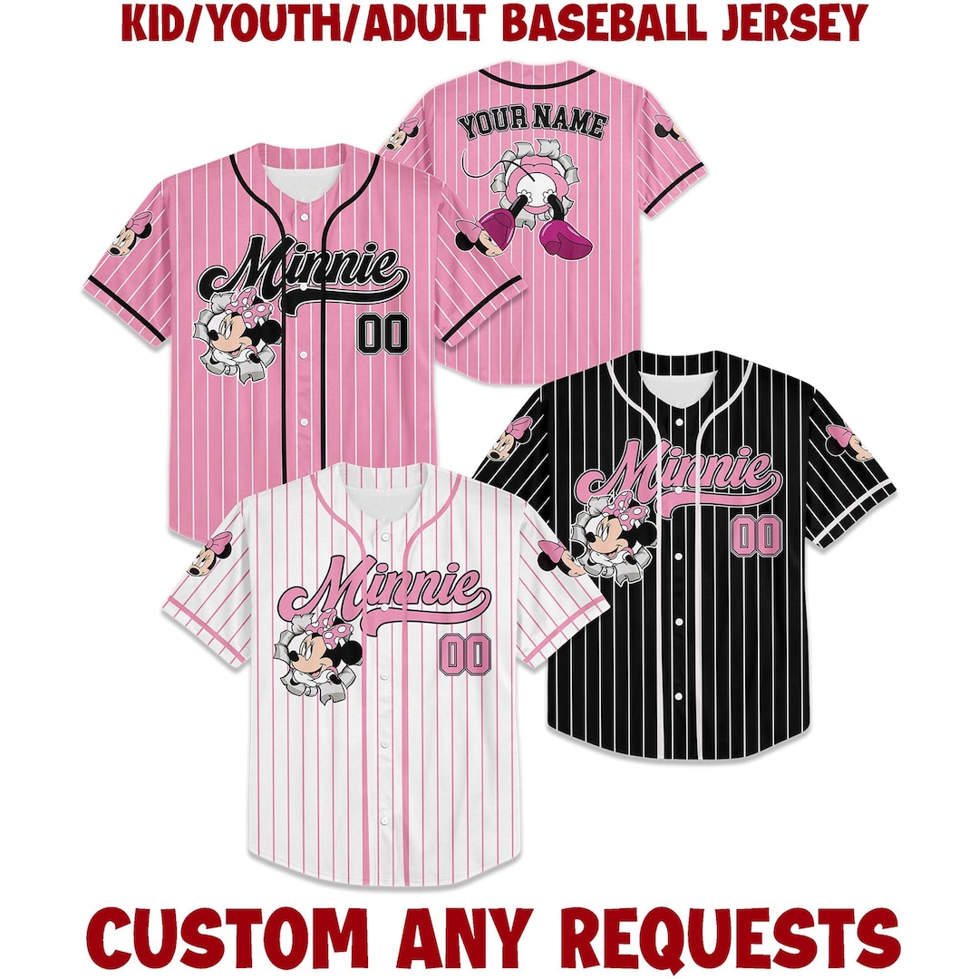 Custom Disney Minnie Baseball Jersey , Personalized Baseball Jersey ...