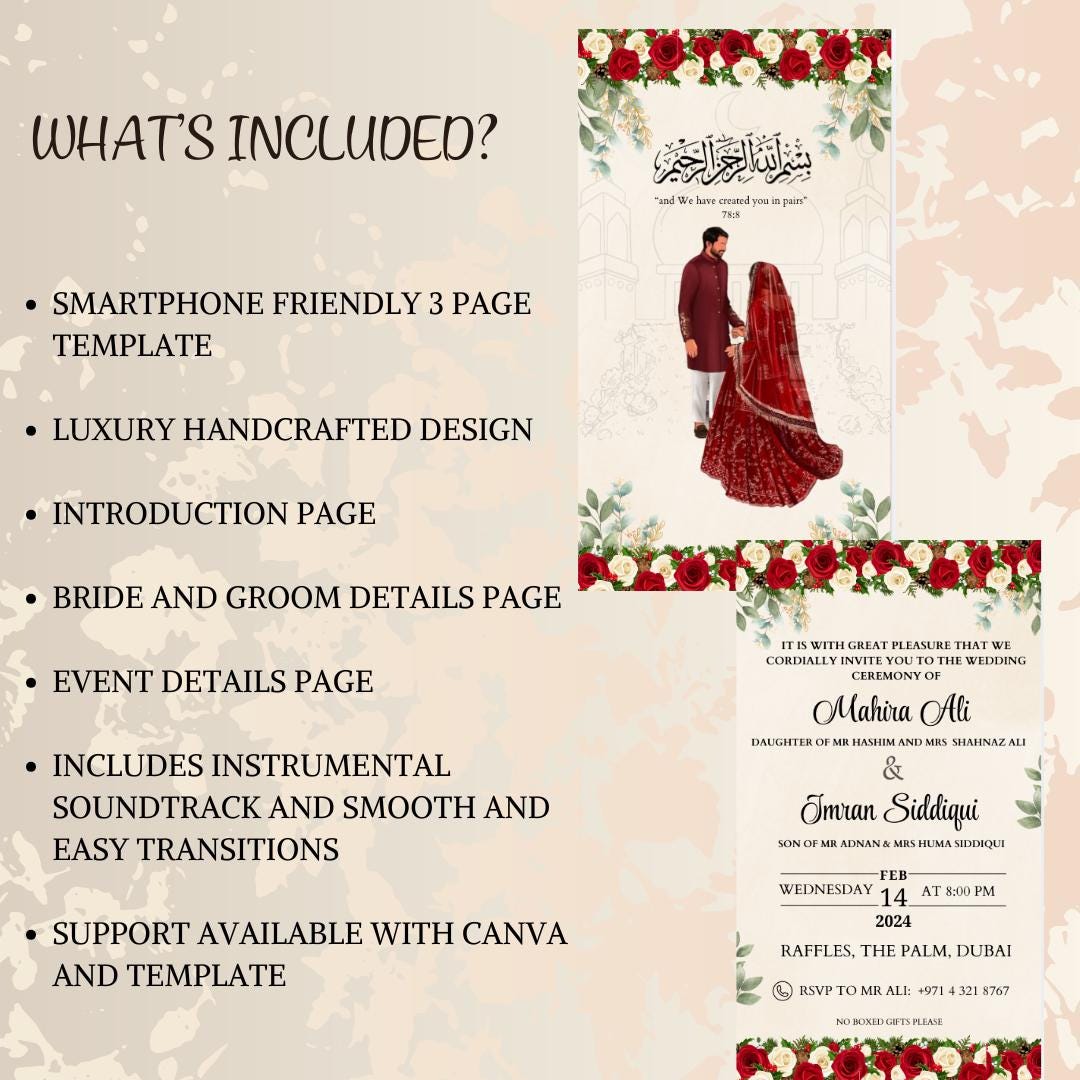 Digital Pakistani/desi Wedding Invitation for Baraat - Editable ...