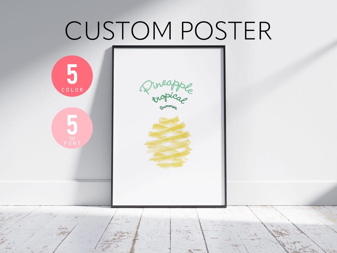 Pineapple and Text Poster [tropical Words] - Custom Art Poster - Etsy