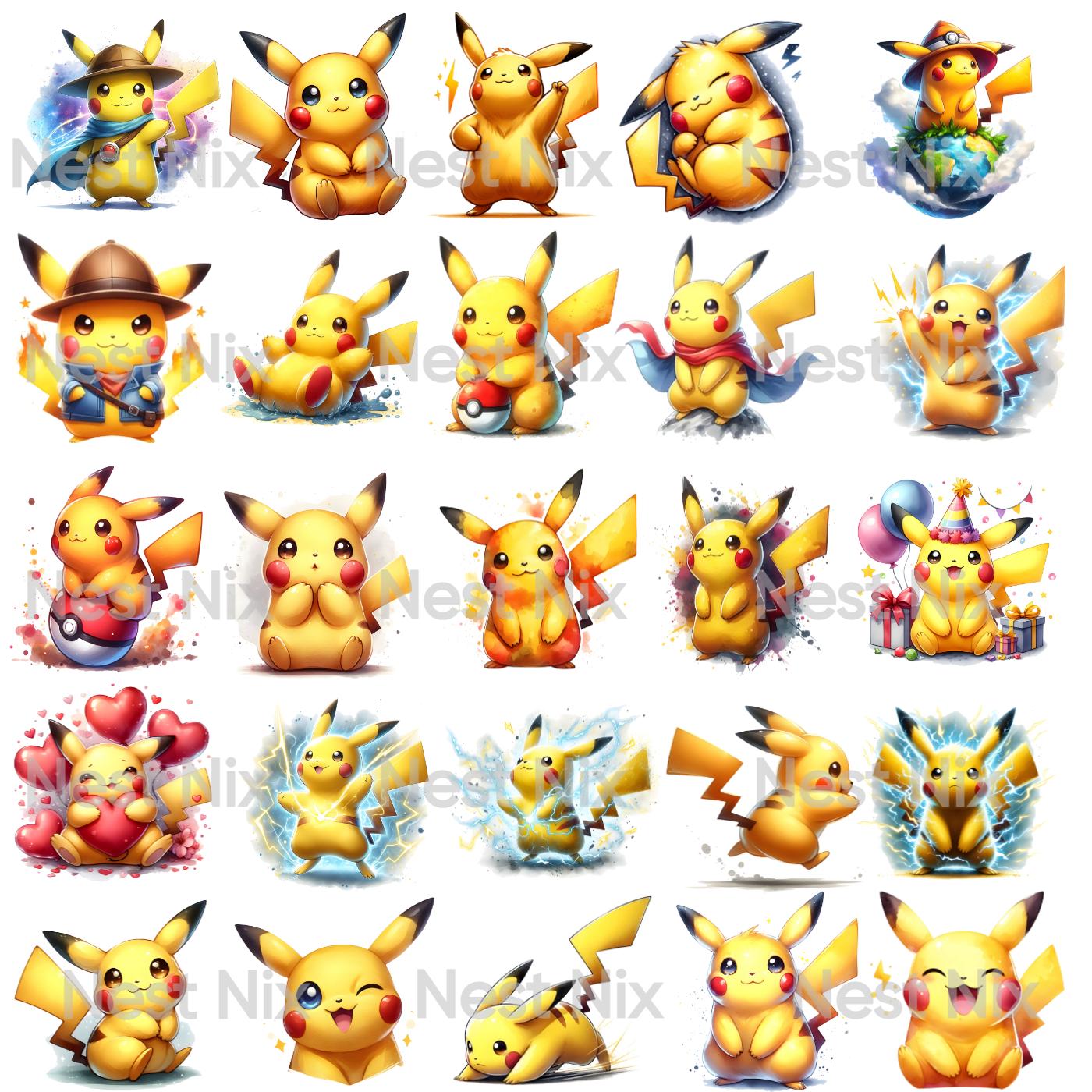 Pokemon Pikachu Clipart Set - Digital Download Perfect for DIY Gifts ...