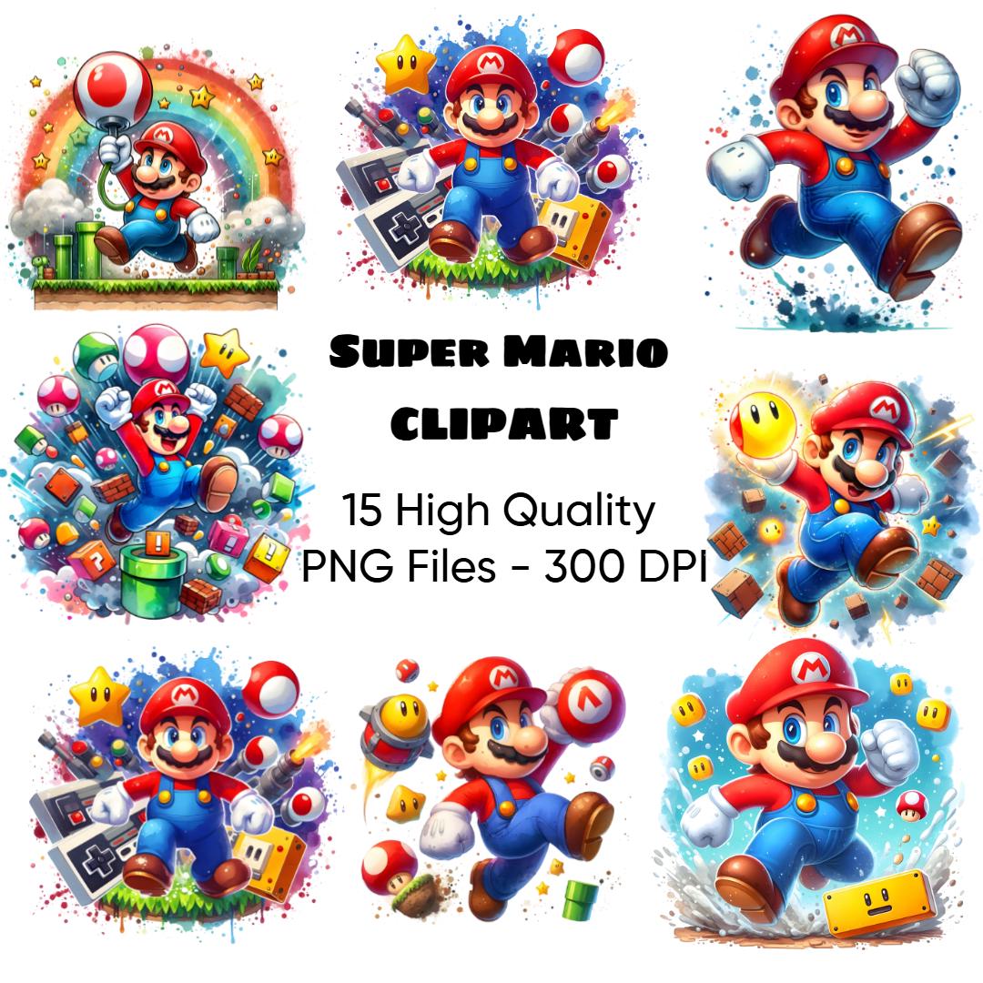 Super Mario Clipart Set - Digital Download Perfect for DIY Gifts ...