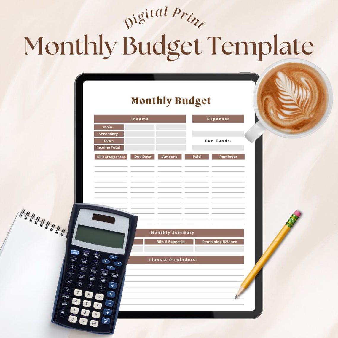 Simple Monthly Budget and Expenses Digital Template/ Paycheck Budget ...