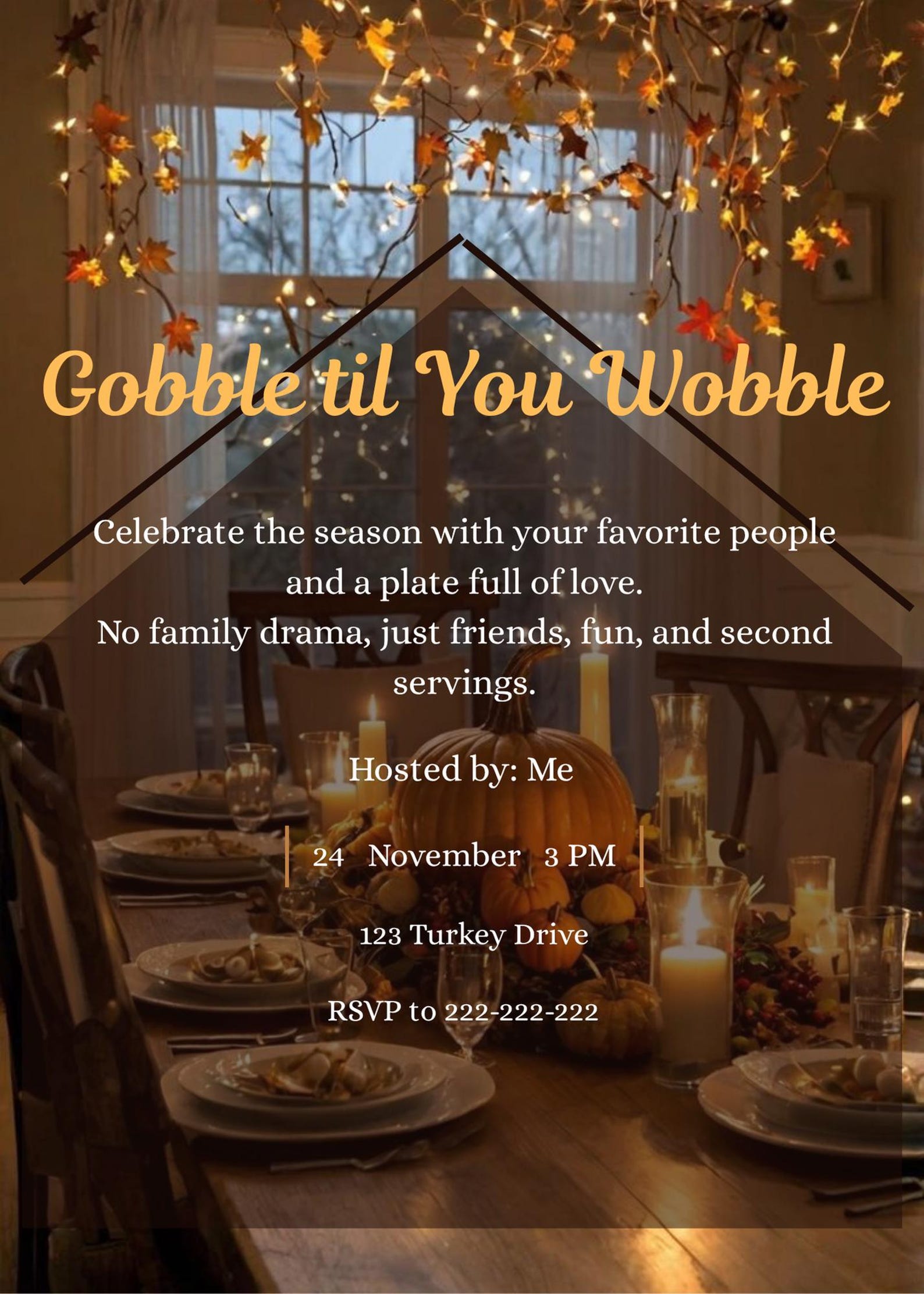 Gobble Til You Wobble Friendsgiving Thanksgiving Invitation - Etsy