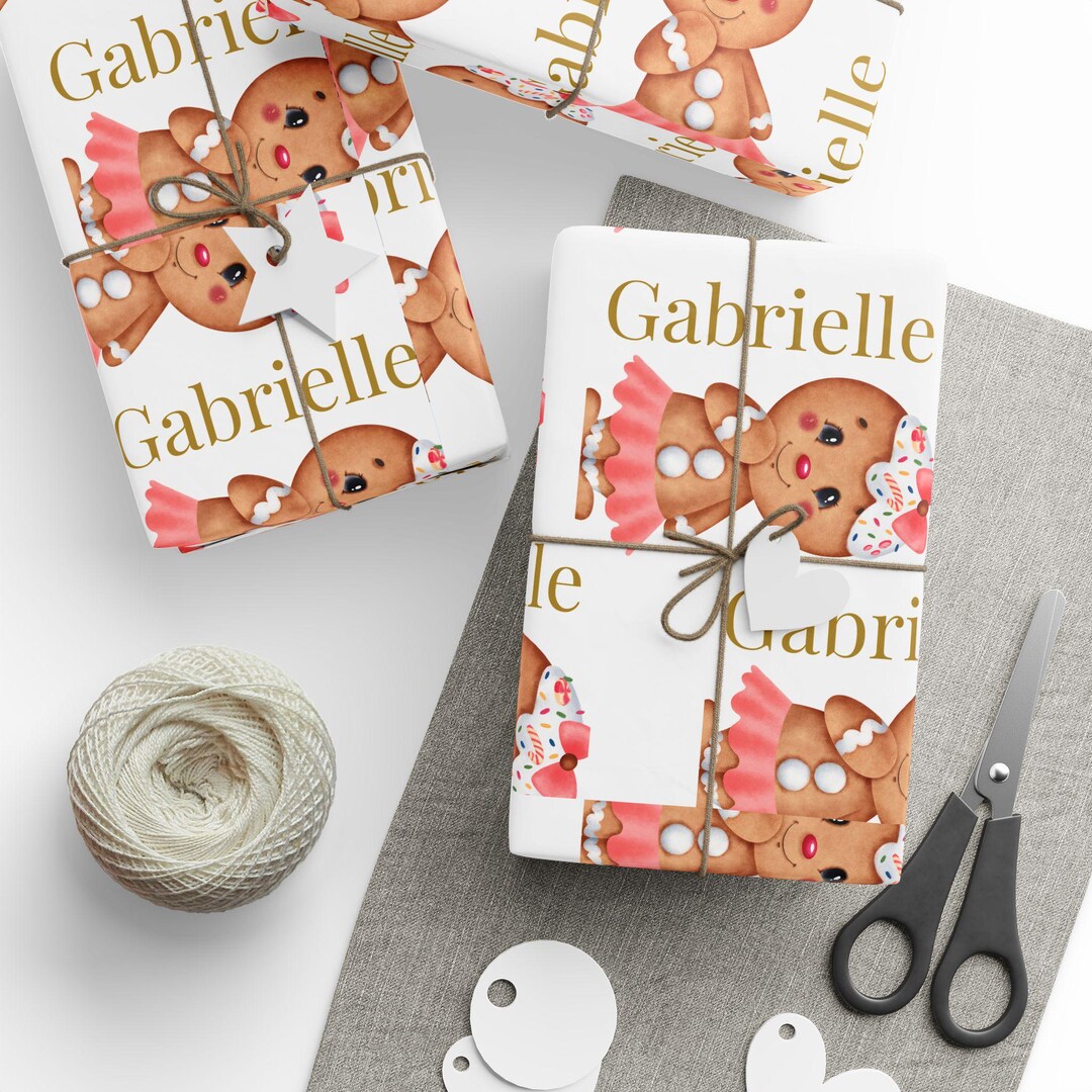 Gingerbread Girl Wrapping Paper, Pink Wrapping Paper, for Girls ...
