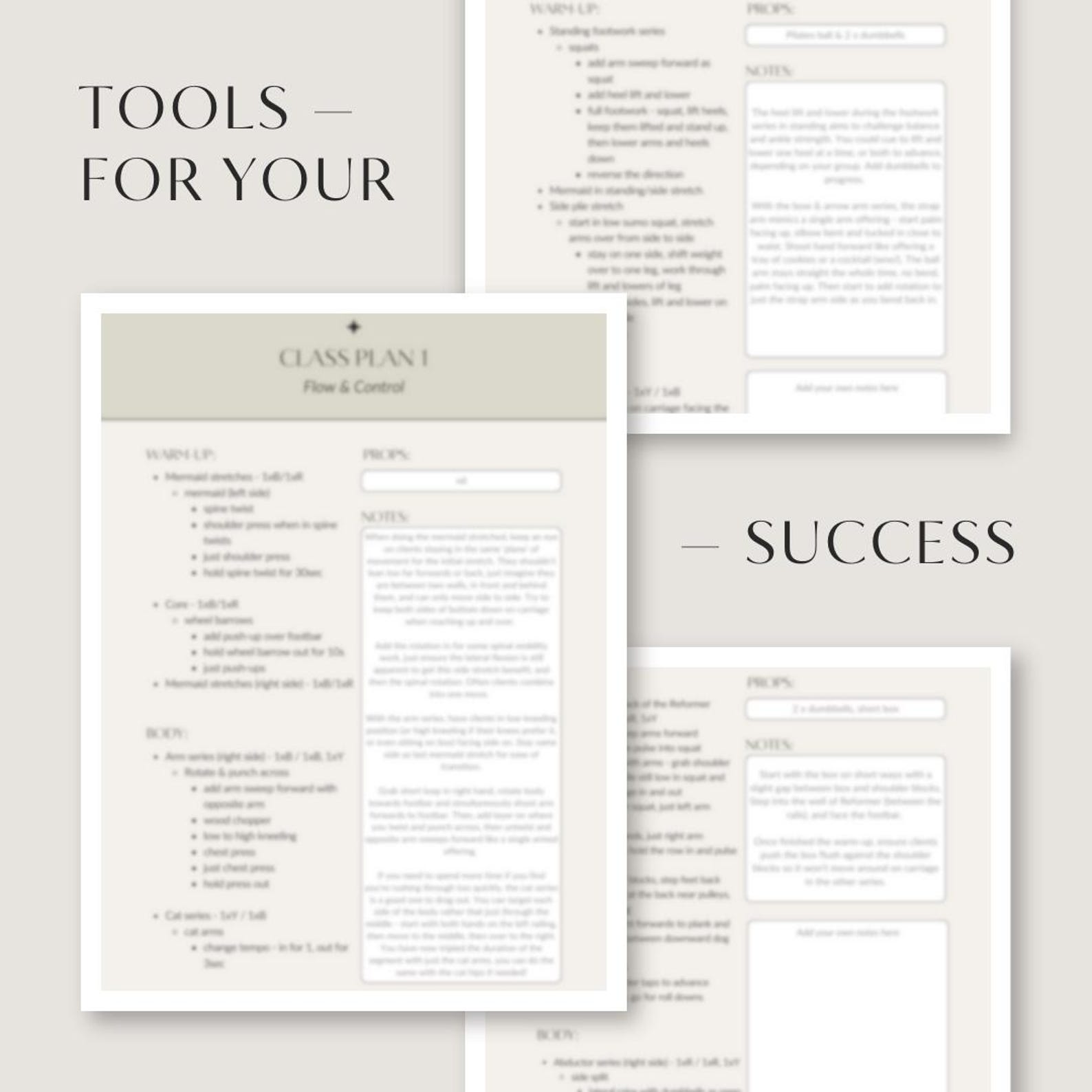 Reformer Pilates Class Plans - Set of 3 INTERMEDIATE Plans With Props ...