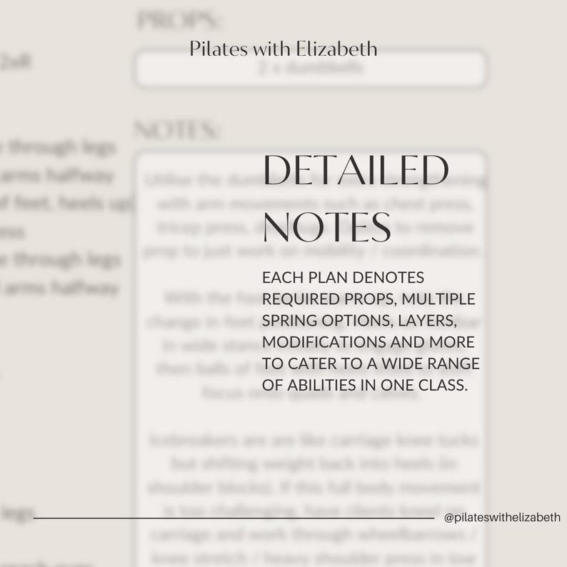 Reformer Pilates Class Plans - Set of 3 INTERMEDIATE Plans With Props ...