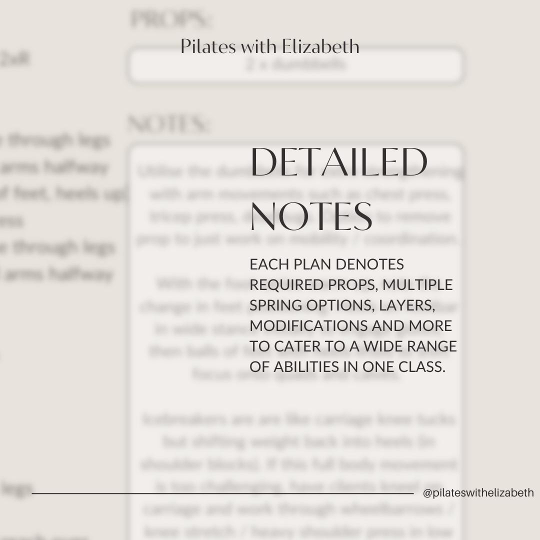 Reformer Pilates Class Plans - Set of 3 Plans PLUS Essential Planning ...