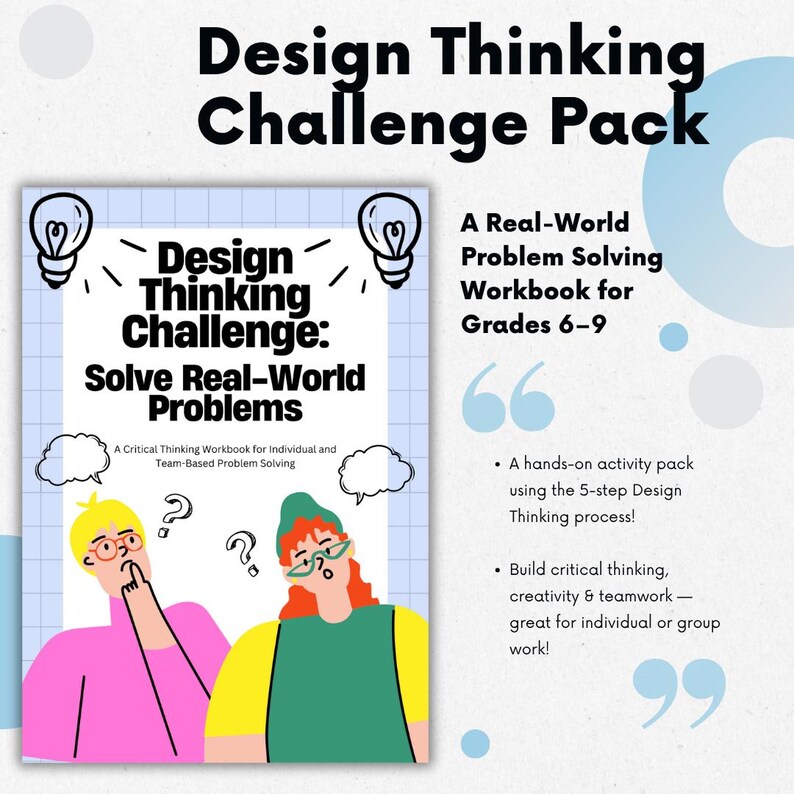 Design Thinking Challenge Workbook for Kids | STEM STEAM Activities ...