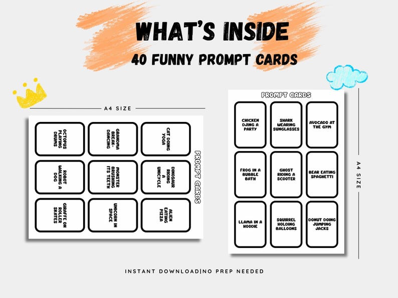 Party Drawing Game Printable Sketch Challenge | Fun Family Game Night ...