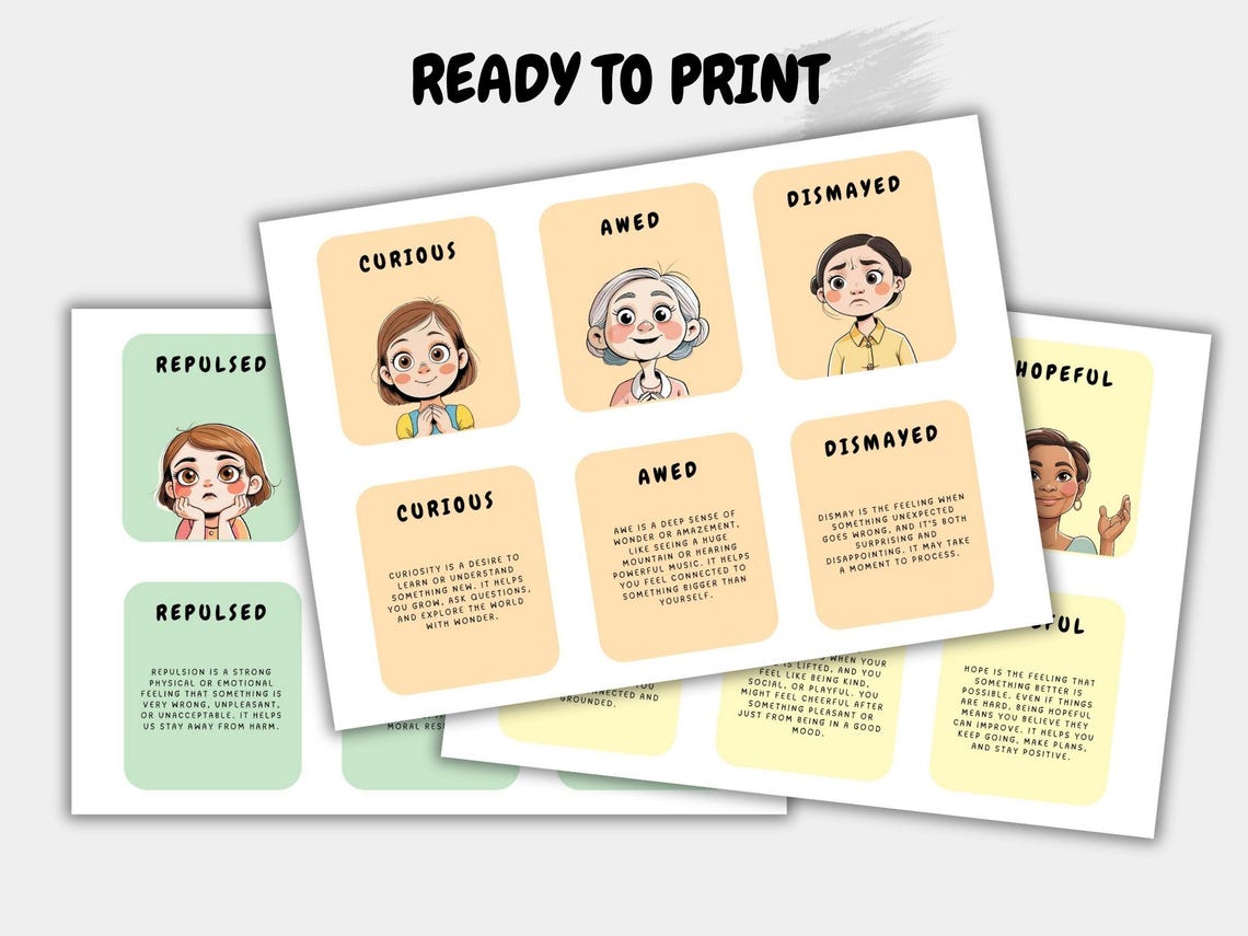 48 Feeling Flash Cards for Emotional Regulation | Kids & Adults Emotion ...