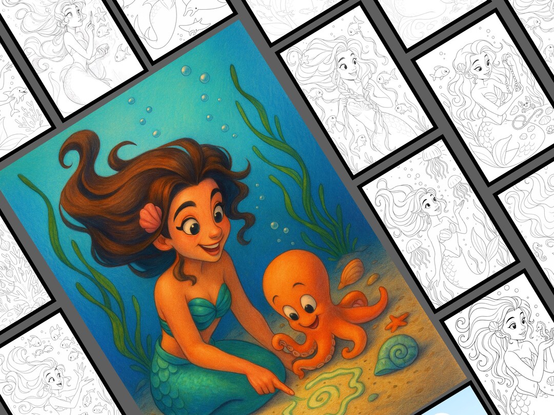 30 Mermaid Coloring Pages | Ocean Life Coloring Sheets | Fun Printable ...