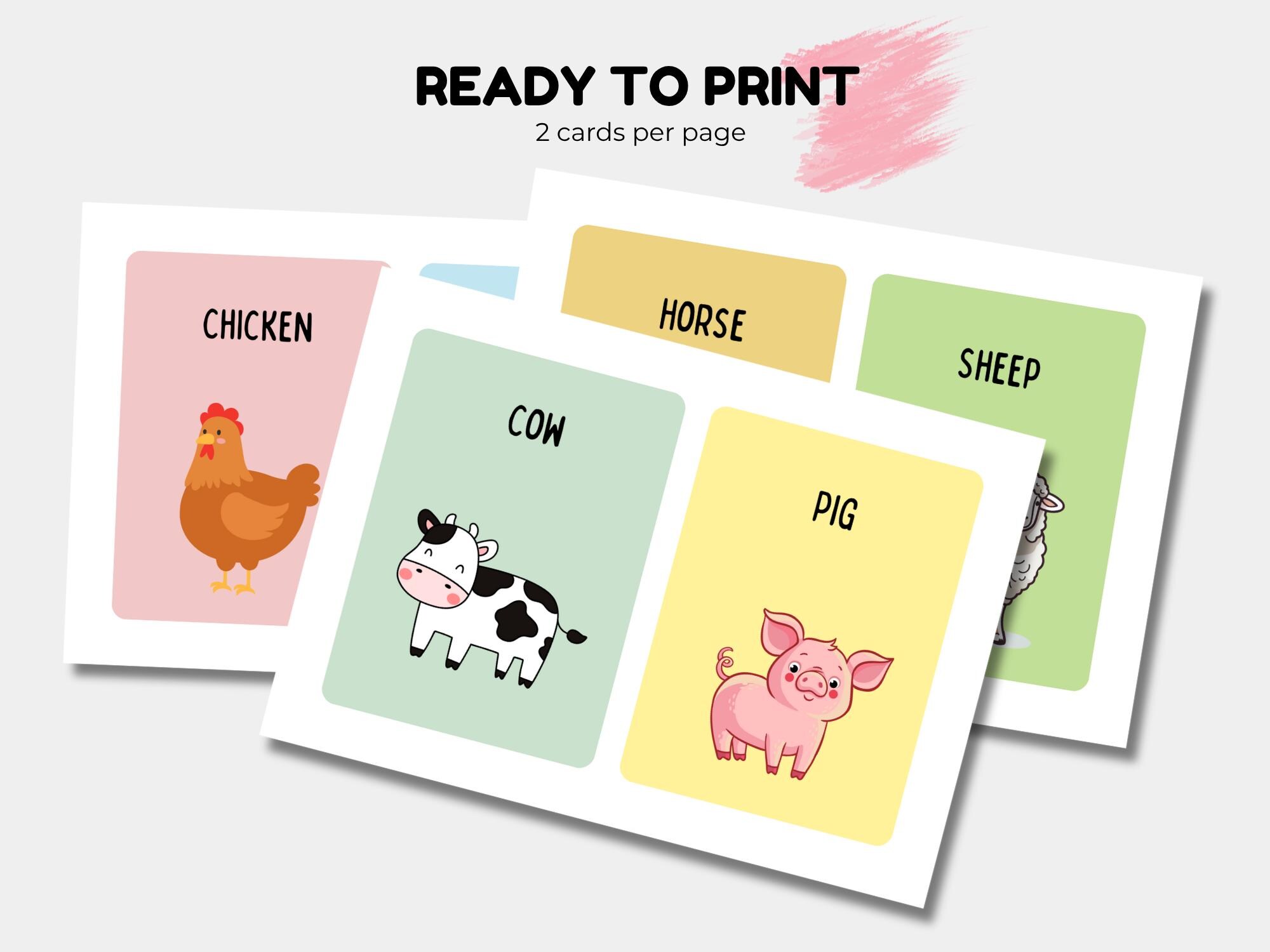 Farm Animal Flashcards for Preschool | Printable Farm Animals Learning ...
