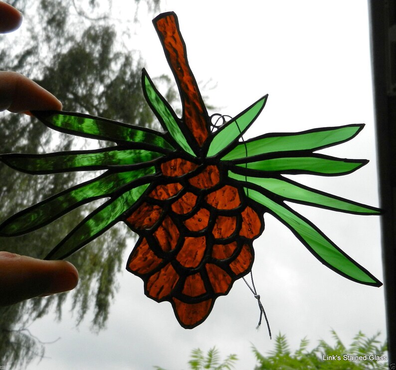 Stained Glass Pine Cone Window Hanging - Etsy