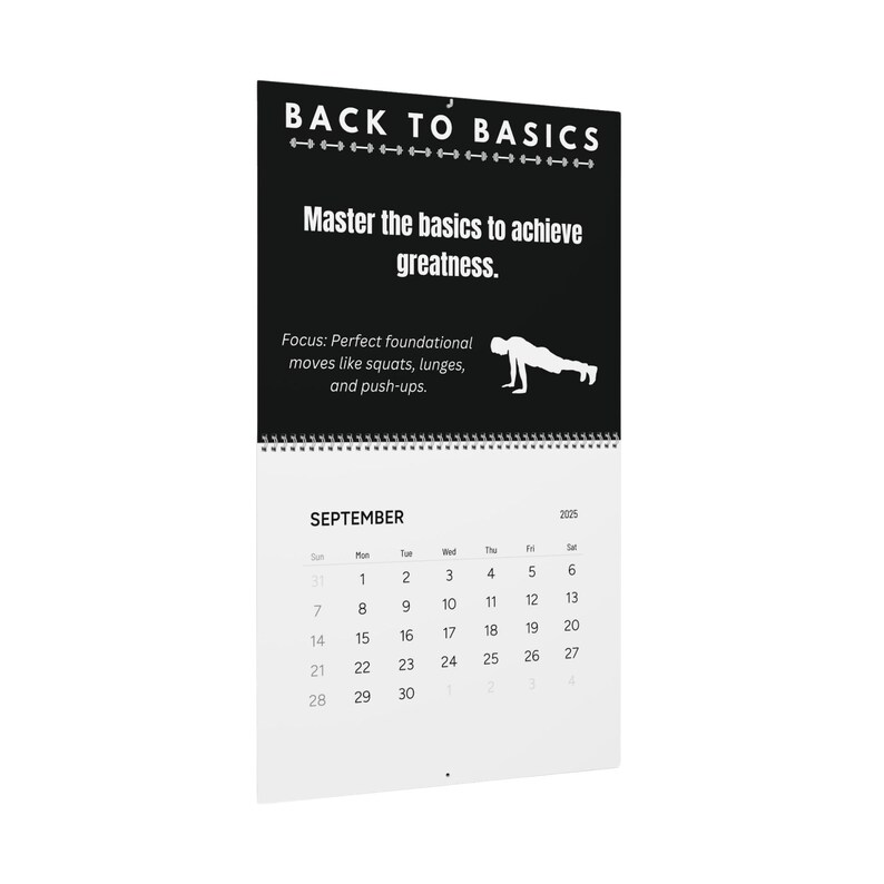 2025 Workout Wall Calendar, Motivational Quotes, Minimalist Black and ...