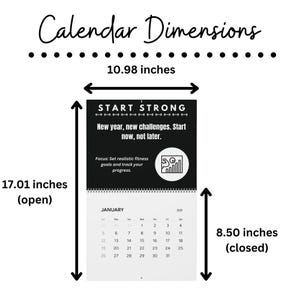 2025 Workout Wall Calendar, Motivational Quotes, Minimalist Black and ...
