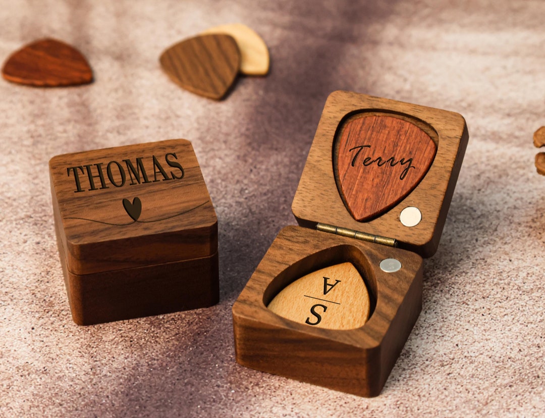 Personalized Wooden Guitar Pick Box, Custom Guitar Pick Rack, Wooden ...