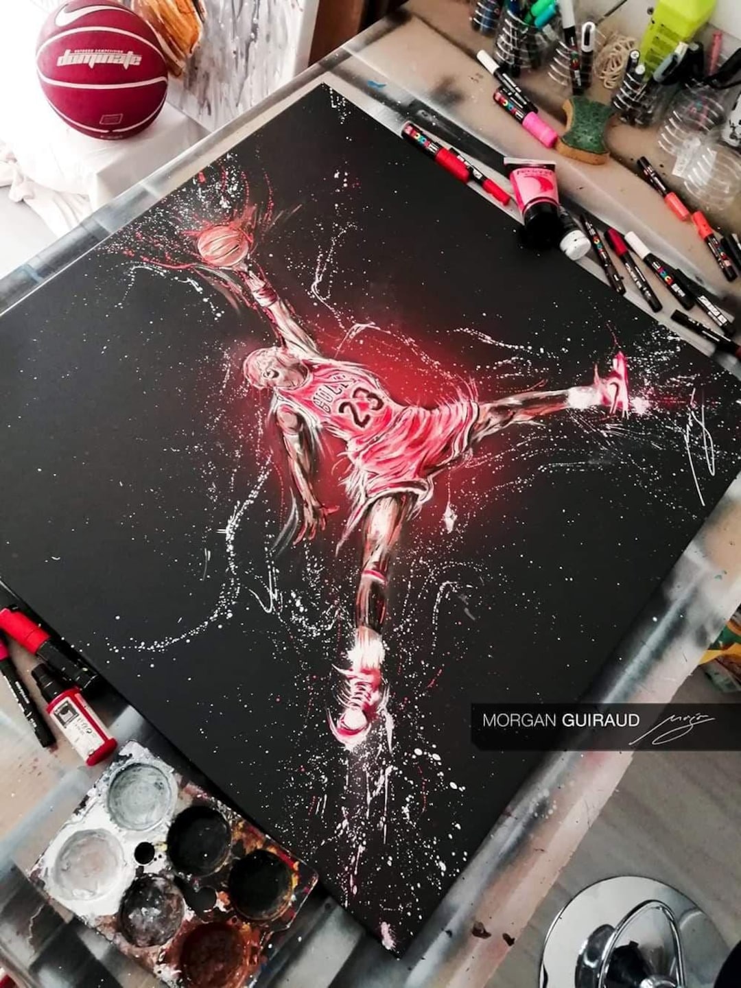 Michael Jordan Canvas Acrylic Painting Posca Chicago Bulls Neo Pop Art ...