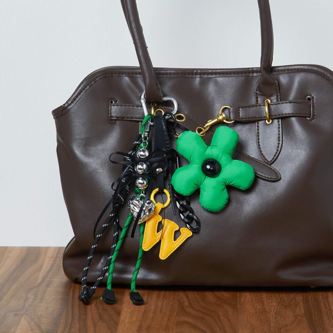 Chic Customizable Bag Charm With Leather Letter Big Flower ...