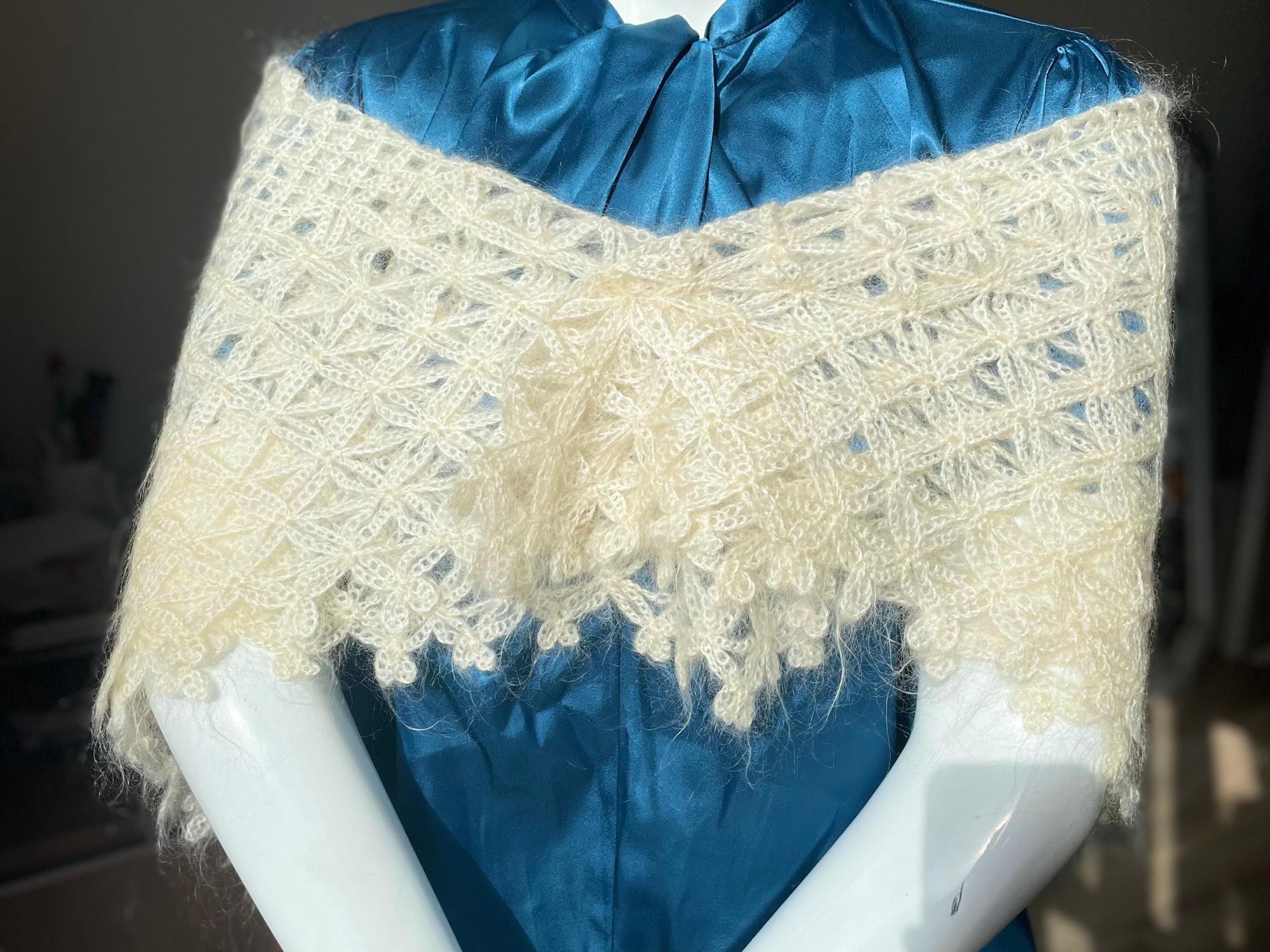 Ivory Bridal Shawl for a Stylish Touch Hand Knit Vintage Wedding Cape ...