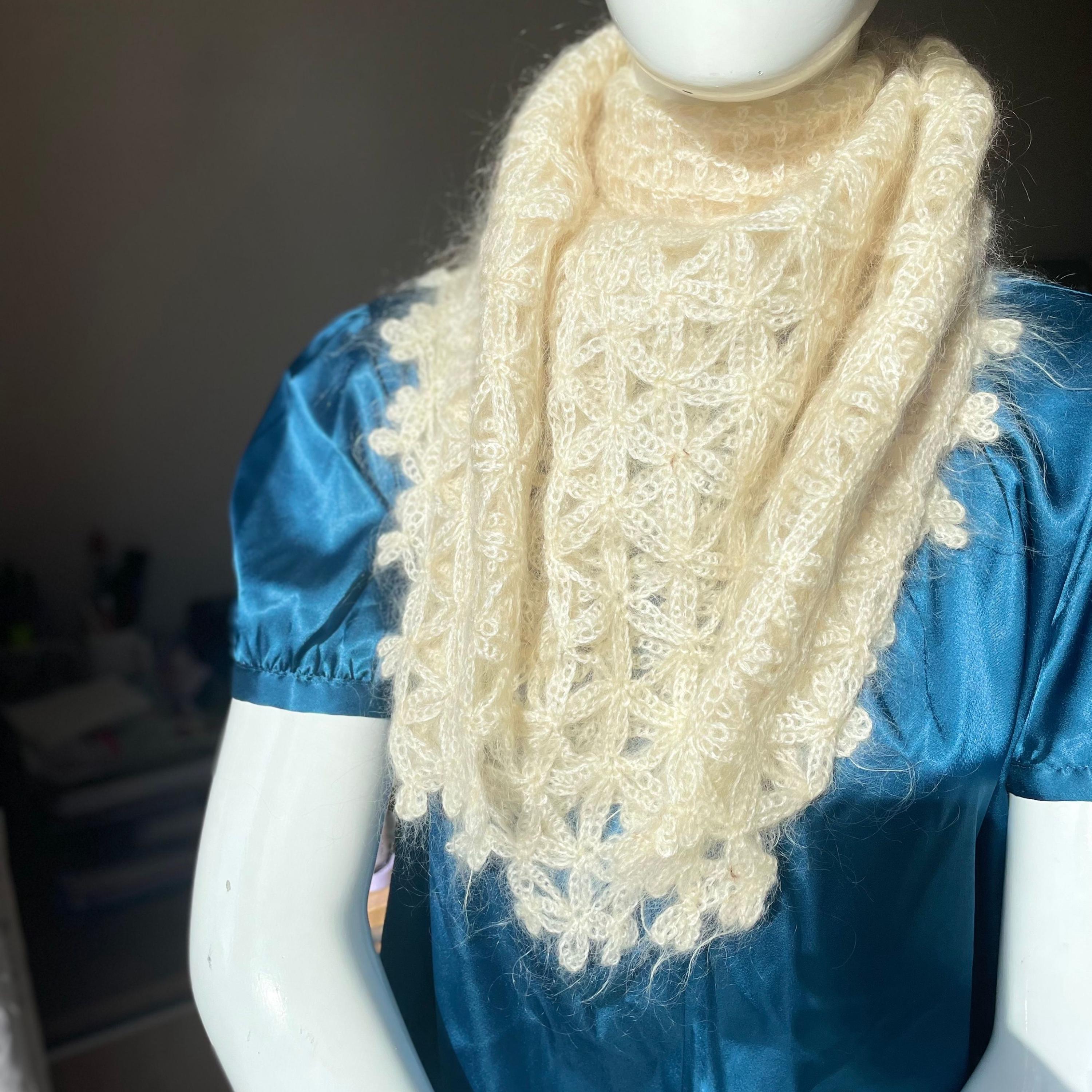 Ivory Bridal Shawl for a Stylish Touch Hand Knit Vintage Wedding Cape ...