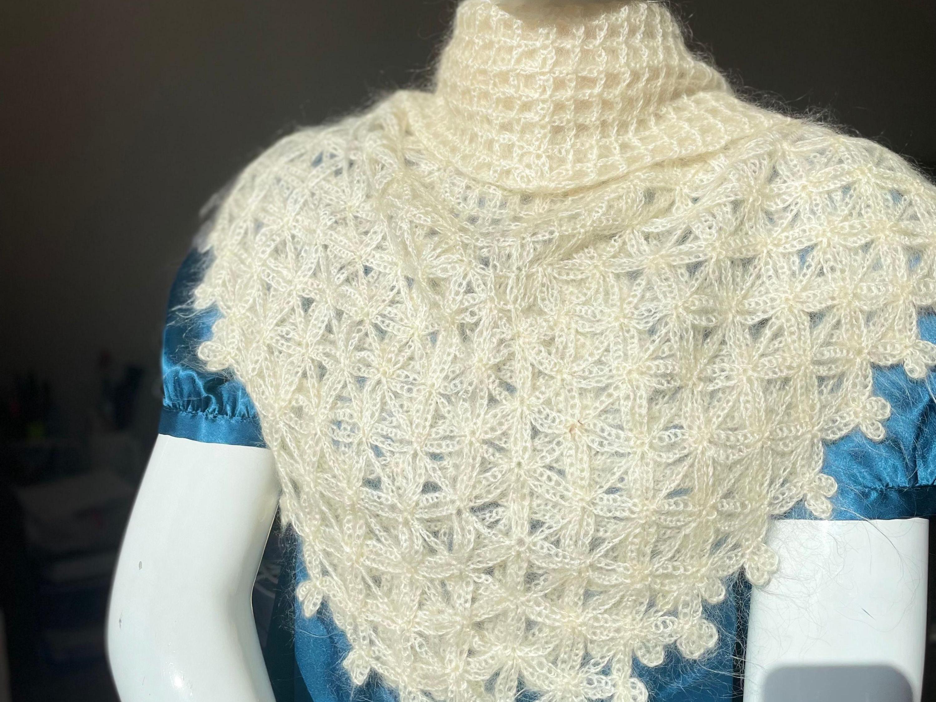 Ivory Bridal Shawl for a Stylish Touch Hand Knit Vintage Wedding Cape ...