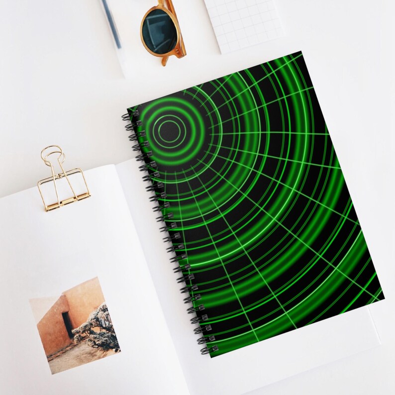 Green Vortex Spiral Notebook – Stylish Ruled Journal - Etsy