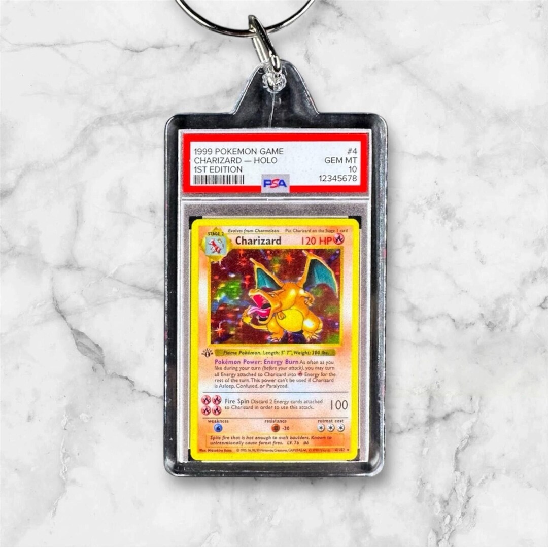 Mini Pokémon Trading Card Game PSA 10 Keychain - Etsy