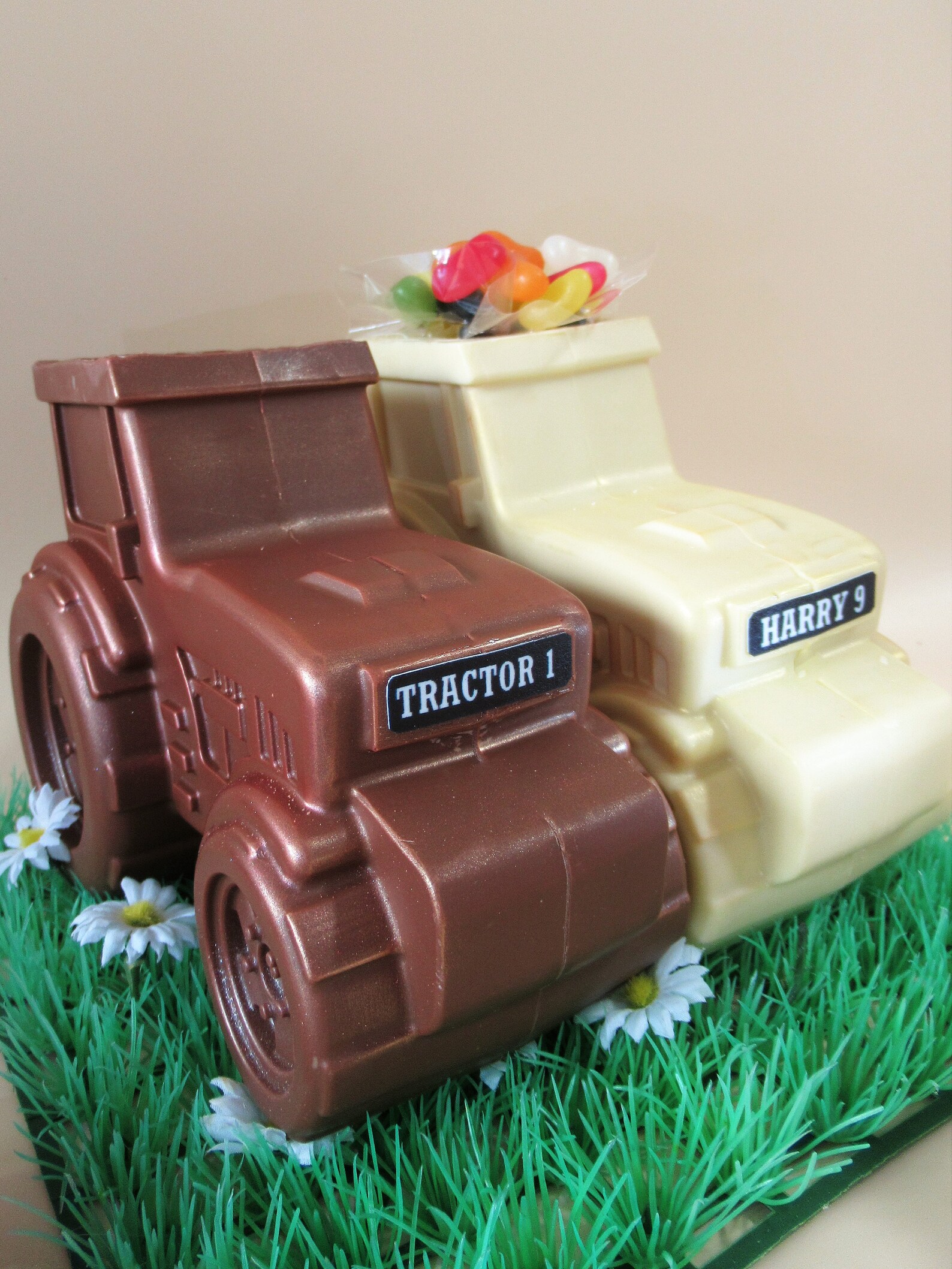 Large Chocolate Tractor 21cm long Personalised Number | Etsy