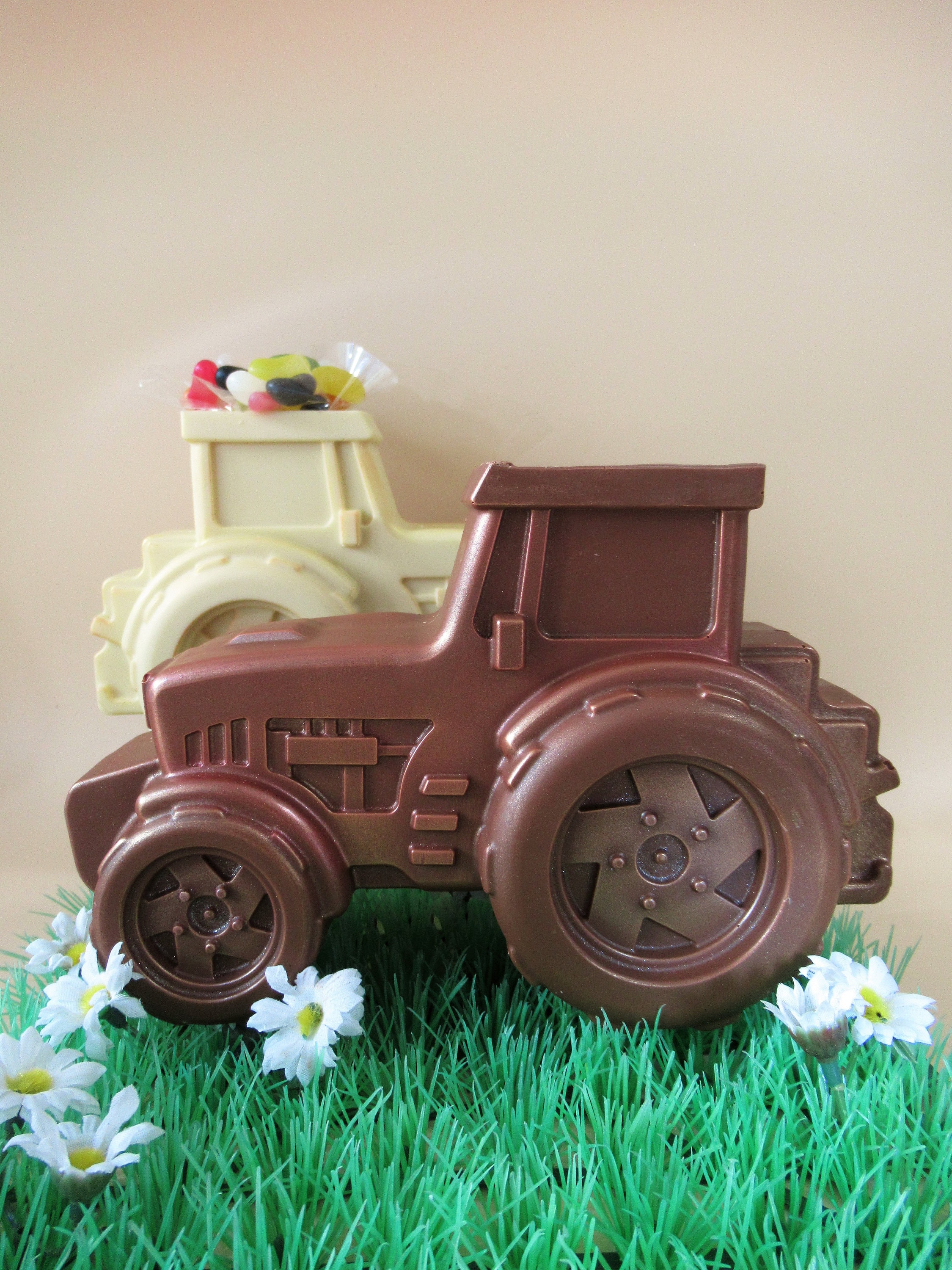 Large Chocolate Tractor (21cm Long!) - Personalised Number Plate Option ...