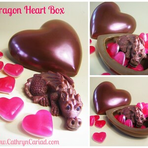 Chocolate Dragon Heart Box Contains Solid Choc Dragon and | Etsy