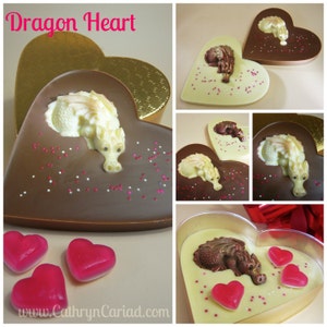 Chocolate Dragon Heart Box Contains Solid Choc Dragon and | Etsy